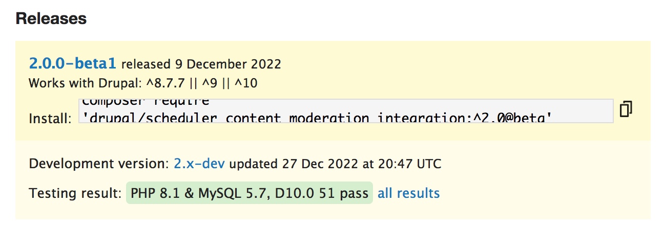 composer Installation command missing for 2.0.0-beta1 [#3330559] | Drupal.org